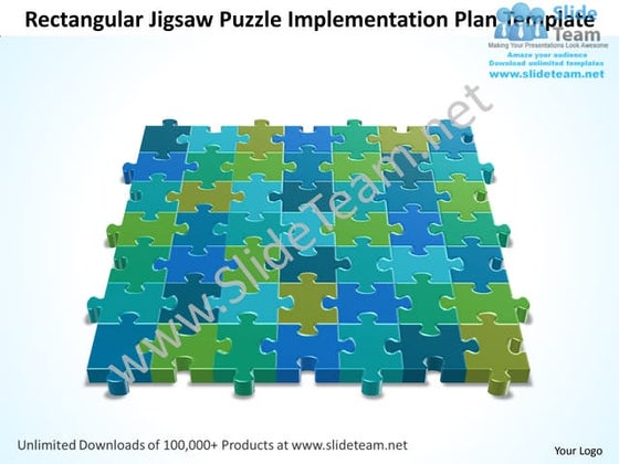 Business power point templates rectangular jigsaw strategy puzzle ...
