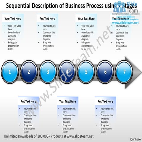 Business power point templates sequential description of process using ...