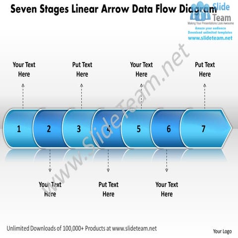 Business power point templates seven stages linear arrow data flow ...