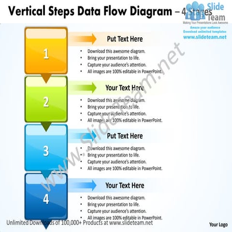 Business power point templates vertical steps data flow diagram sales ...