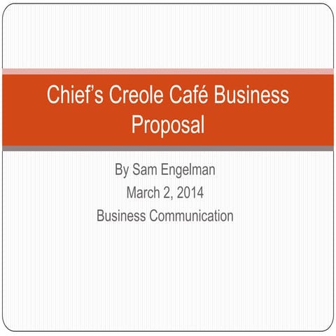 Chief's Creole Cafe Business Proposal: Revised | PPT