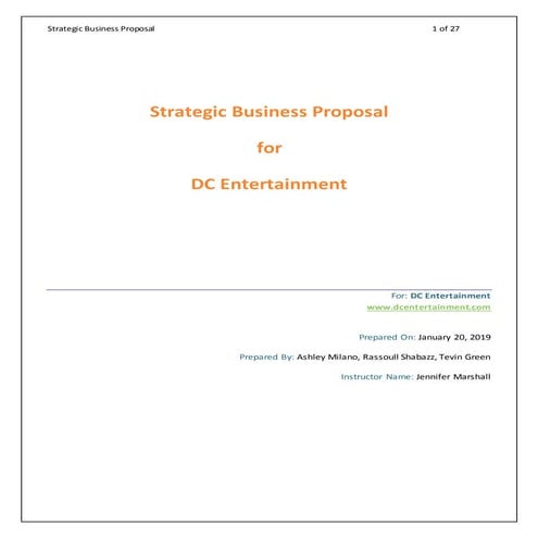 Business proposal for DC Entertainment | DOCX