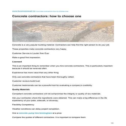 Concrete contractors how to choose one | PDF
