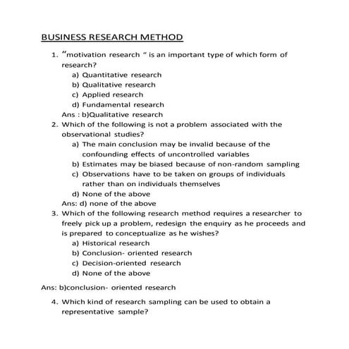 MCQ for Research and methodology mcqs with answersy | PDF