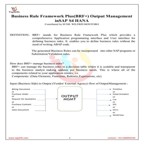 Business Rule Framework Plus BRF IN SAP. | PDF