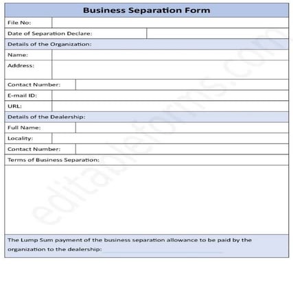 Business Separation Fillable PDF Template | PDF
