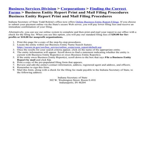 Business Services Division Business Entity Report | DOC | Business ...