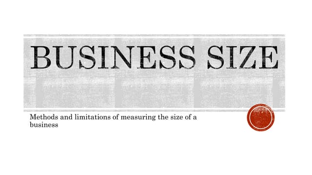 Measuring business size | PPT
