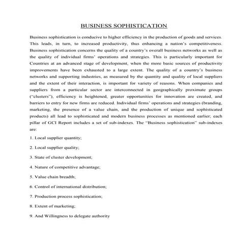 Business sophistication theory | DOCX