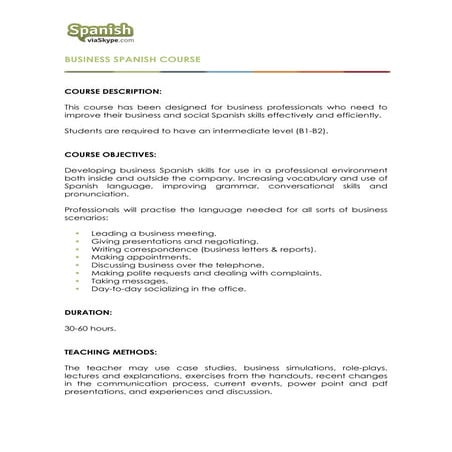 Business Spanish course | PDF
