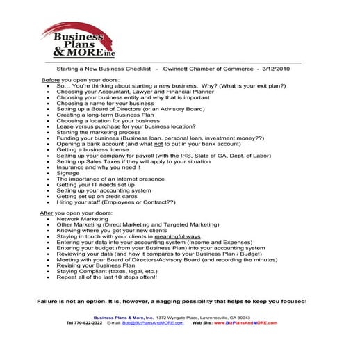 Business Start Up Checklist | PDF