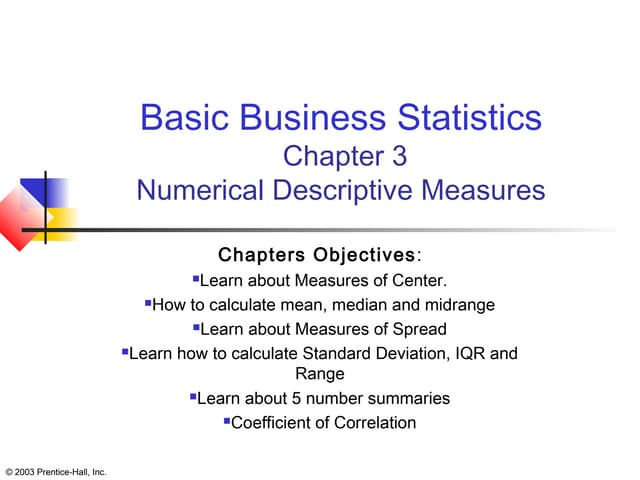 Business Statistics Chapter 3 | PPT Business Statistics Chapter 3 | PPT