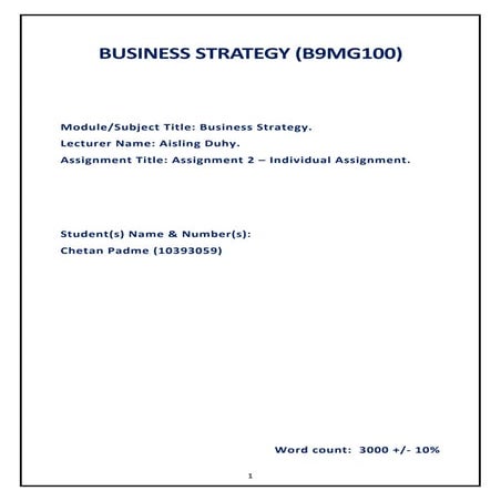 Business Strategy Assignment 2 (Project Report of Henkel) | PDF