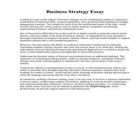 Business Strategy Essay | PDF