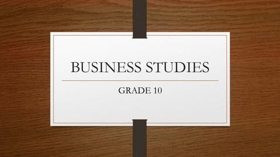 Business Studies. grade 8 | PPTX