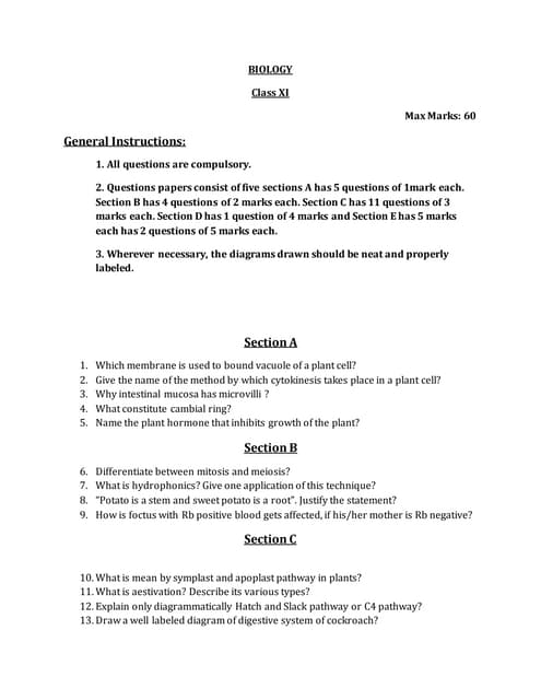 Class 12 Cbse Biology Sample Paper Model 2 | PDF