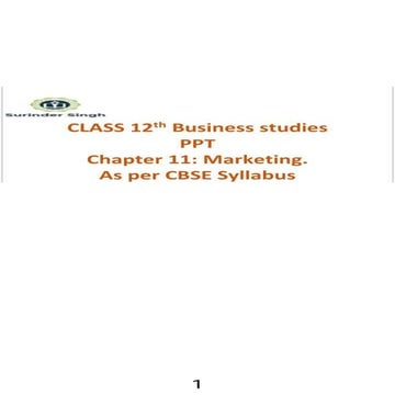Business studies chapter 11 marketing class 12(1)(1) | PDF