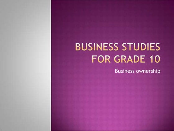 Business Studies. grade 8 | PPTX