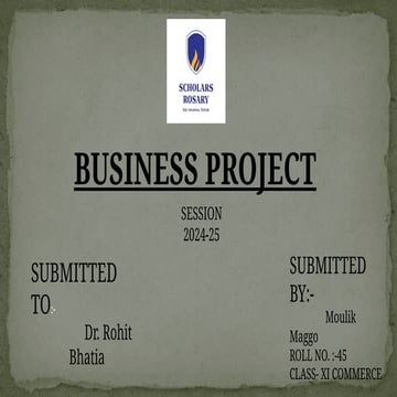 BUSINESS STUDIES PROJECT for students studing in school | PPTX