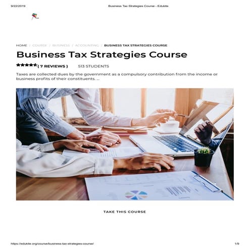 Business Tax Strategies Course - Edukite | PDF