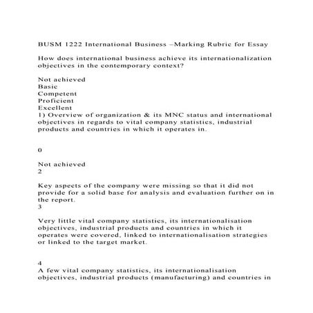BUSM 1222 International Business –Marking Rubric for EssayHow .docx
