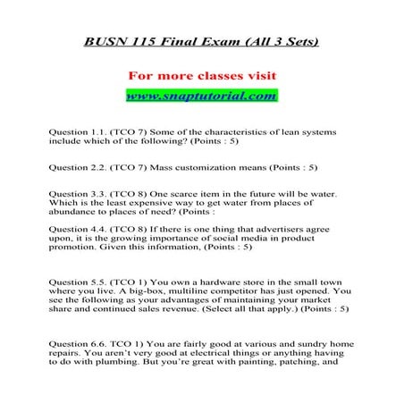 BUSN 115 Effective Communication / snaptutorial.com