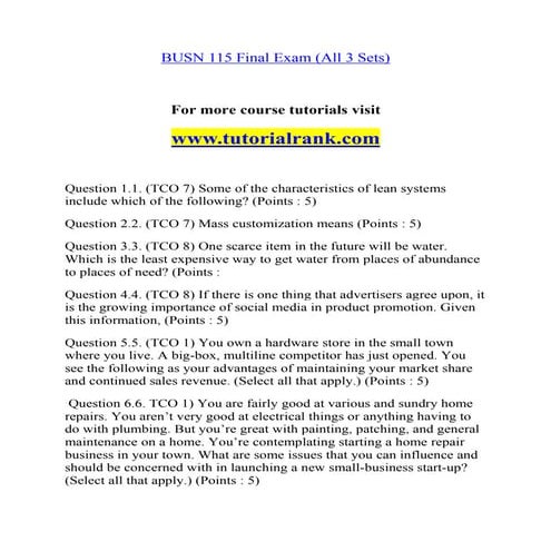 BUSN 115 Effective Communication - tutorialrank.com