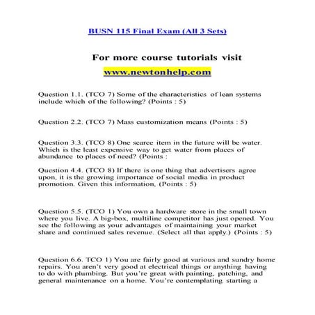 BUSN 115 Focus Dreams/newtonhelp.com