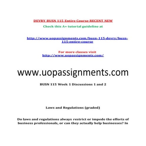 BUSN 115 Entire Course NEW | DOCX