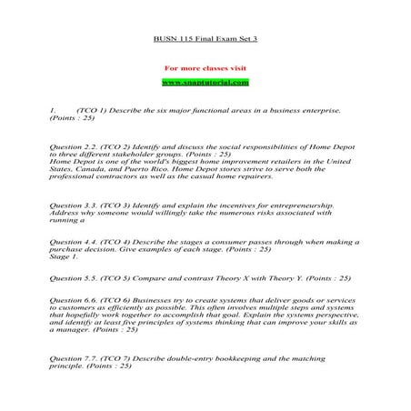 Busn 115 final exam set 1 | PDF