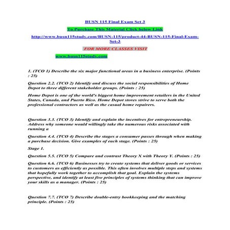 BUSN 115 Final Exam Set 3 | PDF