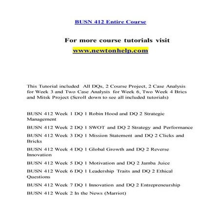 BUSN 412 Focus Dreams/newtonhelp.com