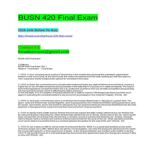 Busn 420 final exam | DOCX