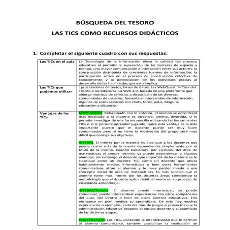 Actividad Busqueda del Tesoro | DOCX