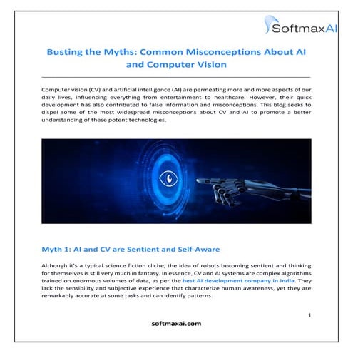 Breaking the Myths: Common Misconceptions About AI and Computing Vision | PDF | Technology ...