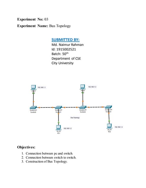 Configuration of bus topology in cisco packet tracer by Tanjilur Rahman ...