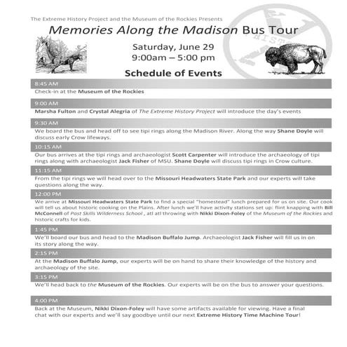 Bus tour schedule of events | PDF | Museums & Galleries | Attractions