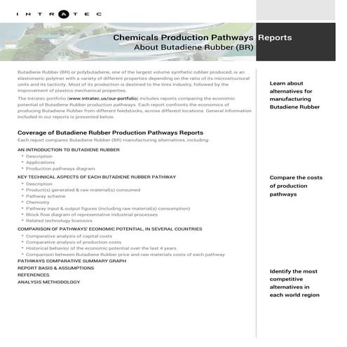 Evaluation of Butadiene Rubber Production Processes | PDF