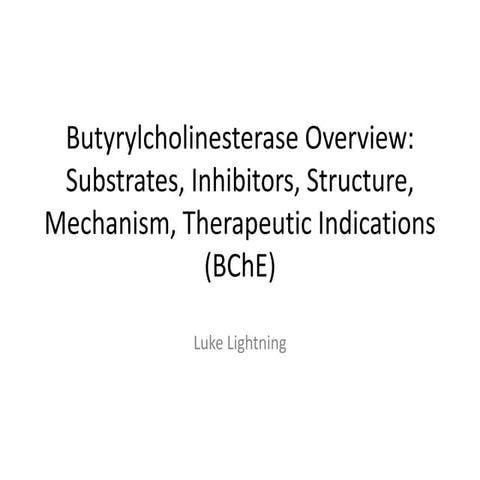 Butyrylcholinesterase Overview: Substrates Inhibitors Structure ...