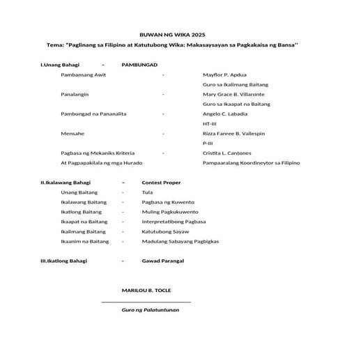 BUWAN NG WIKANG PAMBANSA fLow of the Program 2025 | DOCX