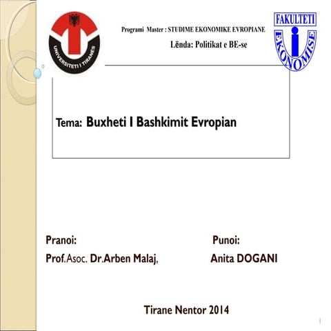 Buxheti i Bashkimit Evropian | PPT