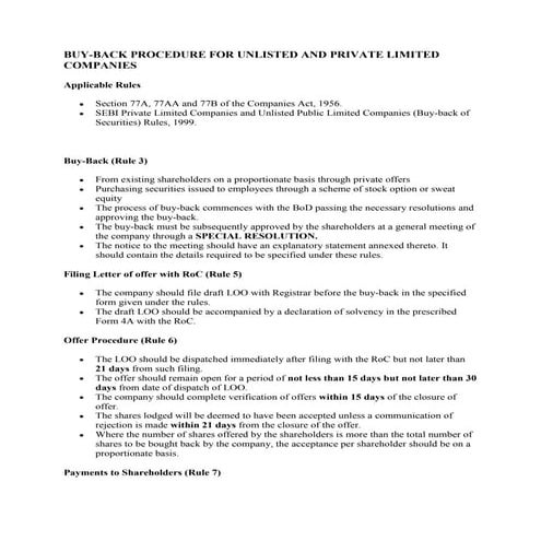 General buy back letter