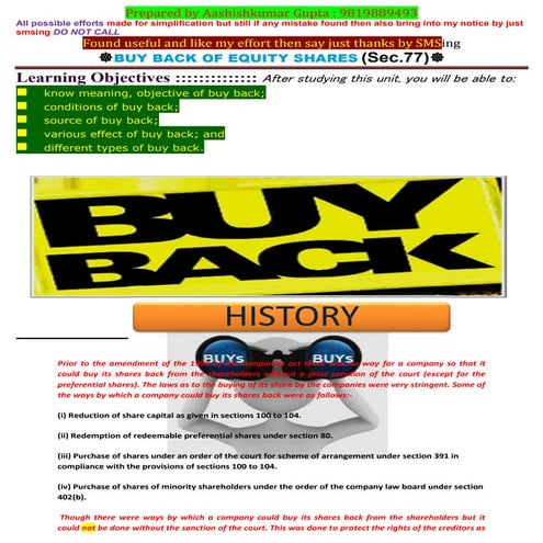 Buy bak of equity shares | PDF