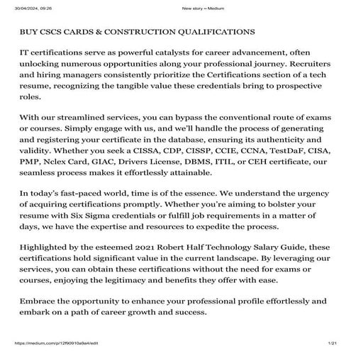 BUY CSCS CARDS & CONSTRUCTION QUALIFICATIONS | PDF