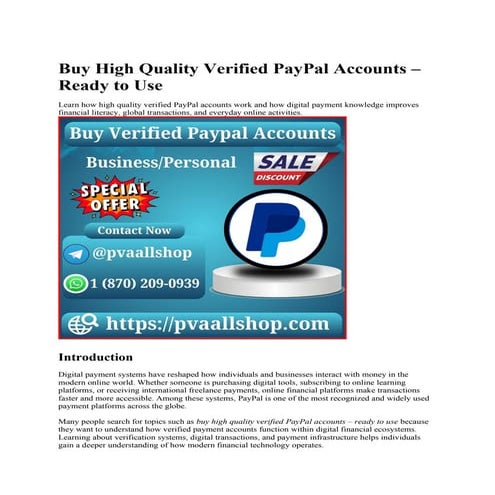 Buy High Quality Verified PayPal Accounts – Ready to Use.docx