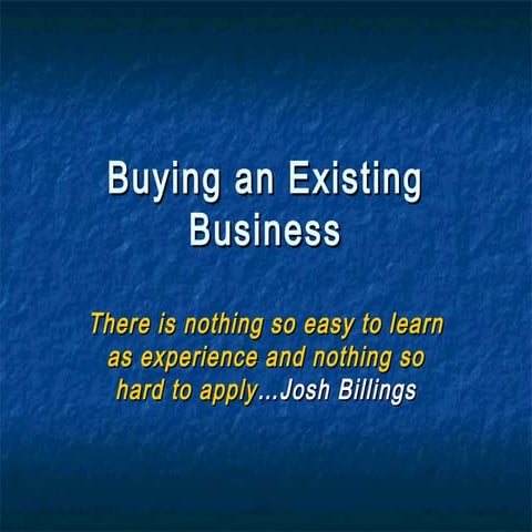 Buying an existing business | PPT