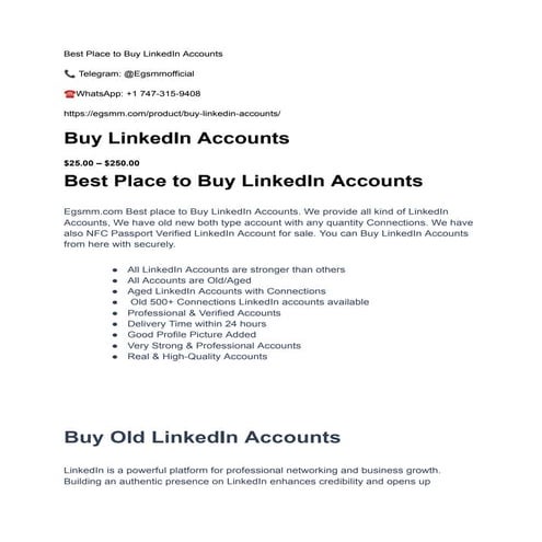 Buy LinkedIn Accounts - Old, Verified And 500+ Connections | PDF