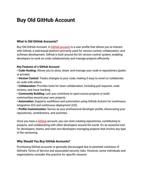 Buy GitHub Account | PDF | Business | Business and Finance