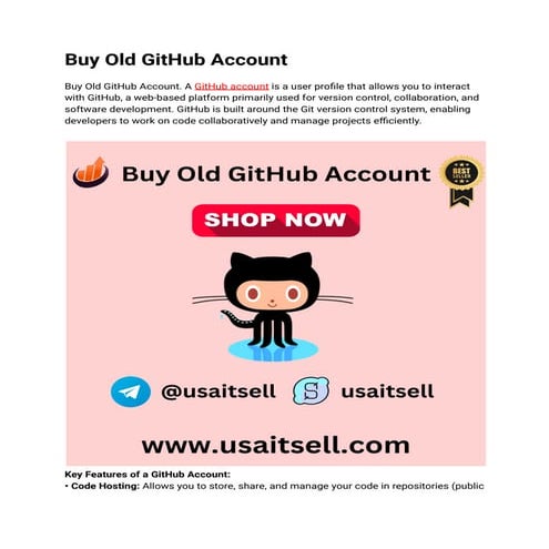Buy Old GitHub Accounts – Verified and Ready to Use | PDF