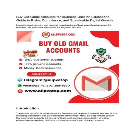 Buy Old Gmail Accounts – Fresh, Old & Bulk Ready | PDF